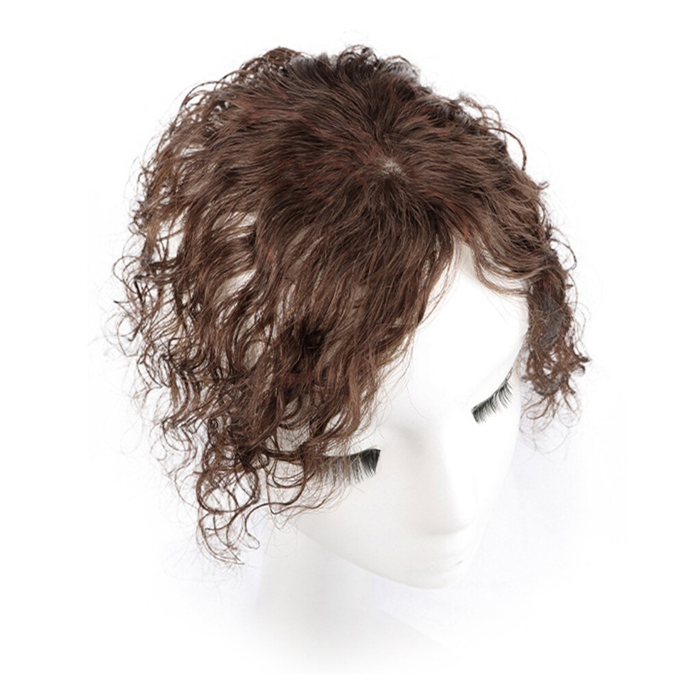 Short Fluffy Curly Wavy Remy Human Hairpiece Bangs Topper For Women | eBay