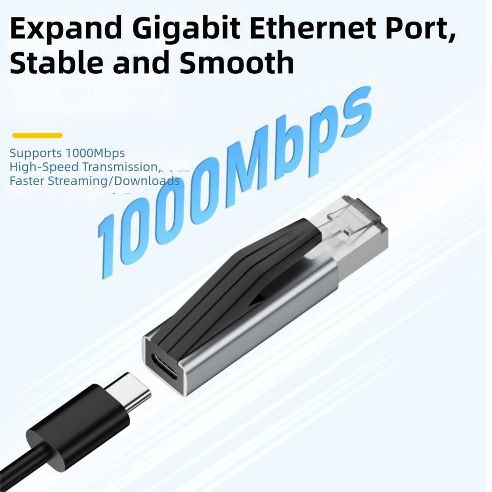 Stable Gigabit Ethernet Adapter Alloy USB-C Cable to Network Converter ...