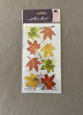 Sheet Of Sticko “Maple Leaves” Stickers~Includes 8 Stickers~Brand New ...