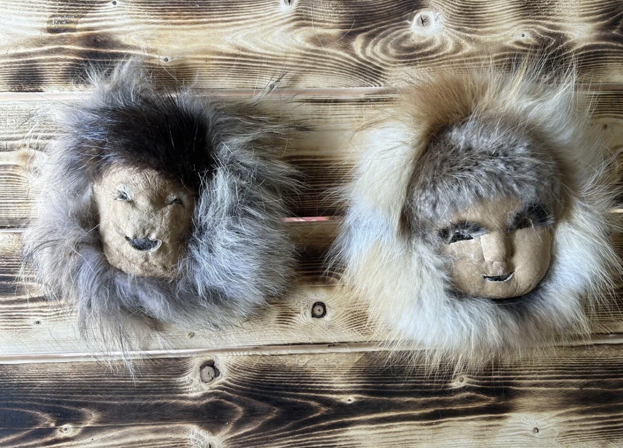 Vintage Native Alaskan Fur Hide Masks Inuit Eskimo Charlene Killbear | eBay