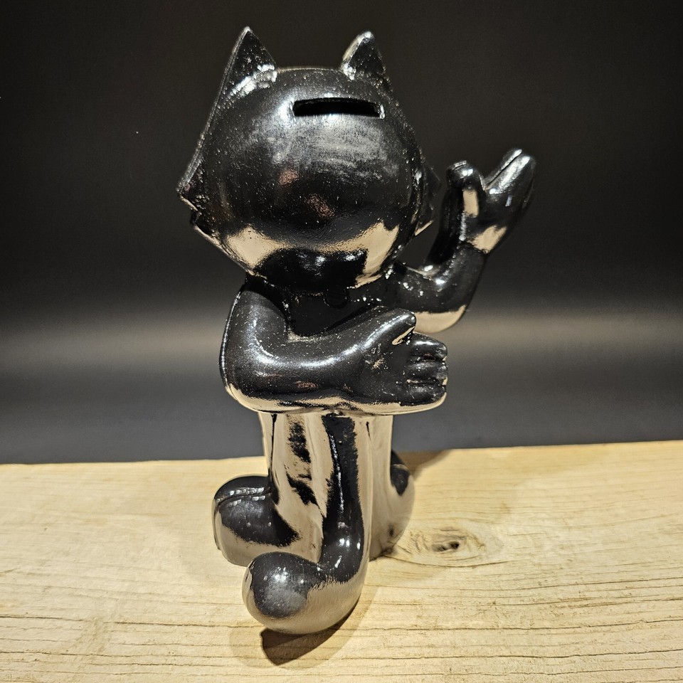 8 1/2" Antique Style Painted Black Cast Iron Felix Coin Bank | eBay