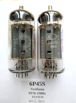 2x 6P45S = EL509, EL519, 6KG6 Tetrode Tube SVETLANA Soviet NEW & Sl ...