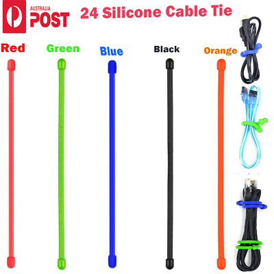 24 Pcs Multi-functional Silicone Twist Ties Assorted Bendable Reusable ...