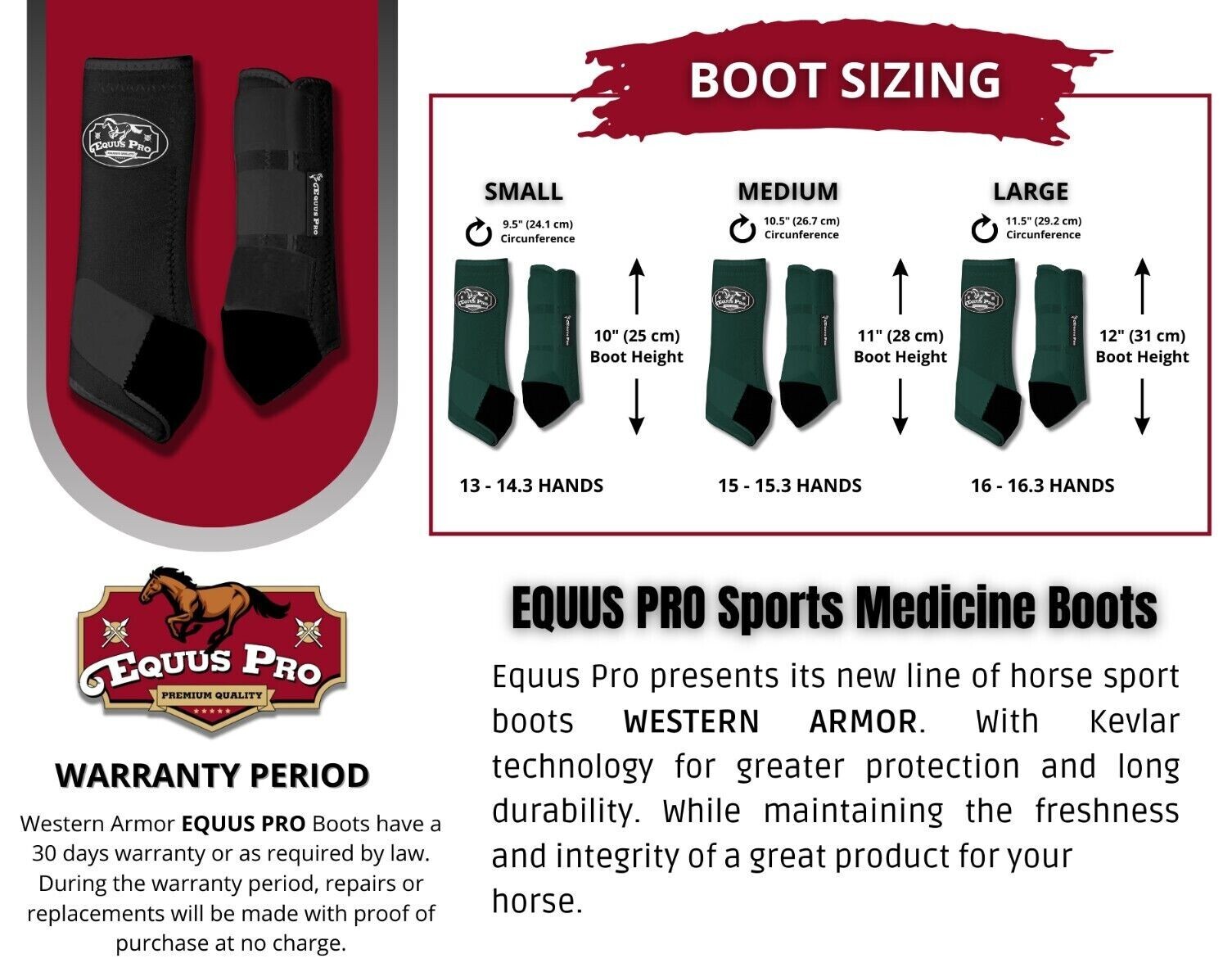 Medium WESTERN ARMOR - EQUUS PRO Horse Sports Medicine Splint Boots ...