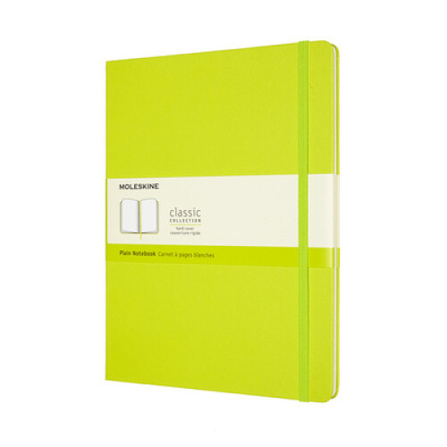 Moleskine Classic Notebook, Extra Large, Plain, Lemon Green, Hard Cover ...