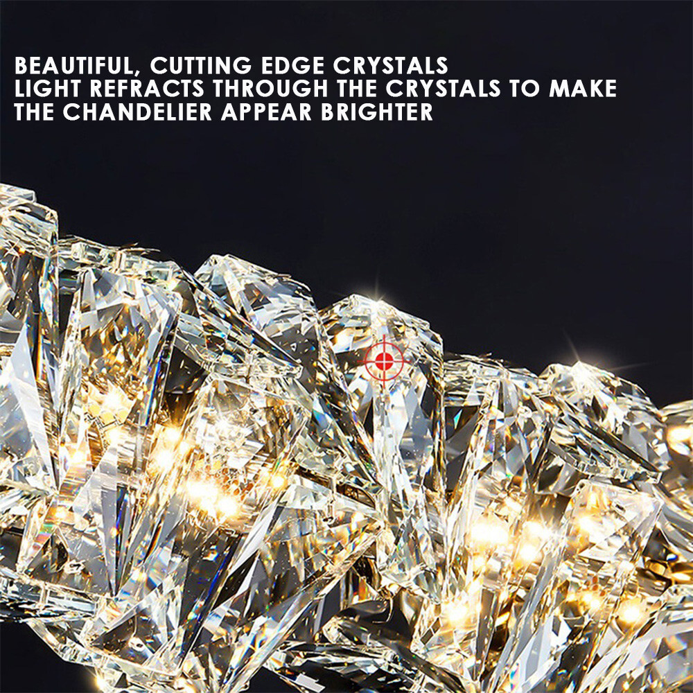 Ceiling Light LED Lights Long Strip Clear Crystal Chandelier Pendant ...