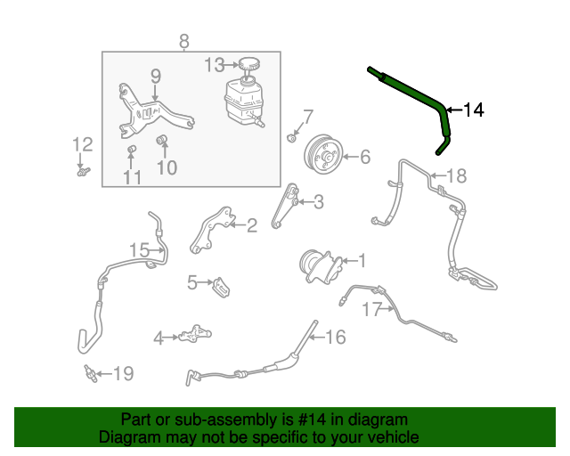GENUINE OEM LEXUS 99-03 RX300 OIL RESERVOIR HOSE TO STEERING PUMP 44348 ...