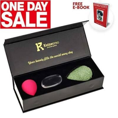 KeizerPro Professional Makeup Sponge Set 3 in 1 Konjac Sponge Silicone ...