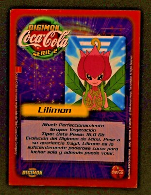 DIGIMON LILIMON Trading Card Game COCA COLA PERU 2001 SERIE Fairy ...