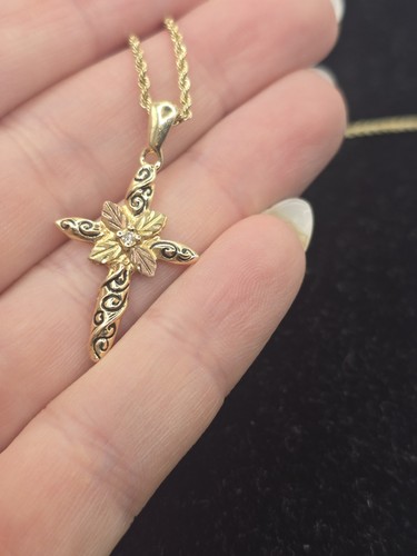 Solid 10K Gold Black Hills Cross & Michael Anthony Peru Rope Chain - 3 ...