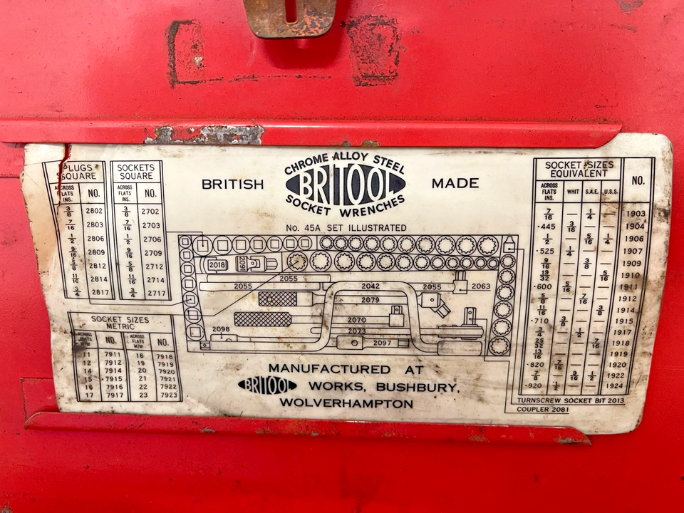 USED VINTAGE BRITOOL 45A SOCKET SET INCOMPLETE WIT DRAPER SOCKET SET ...