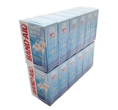 12 Boxes Band-Aid Water Block Clear 100% Waterproof 30 Assorted ...