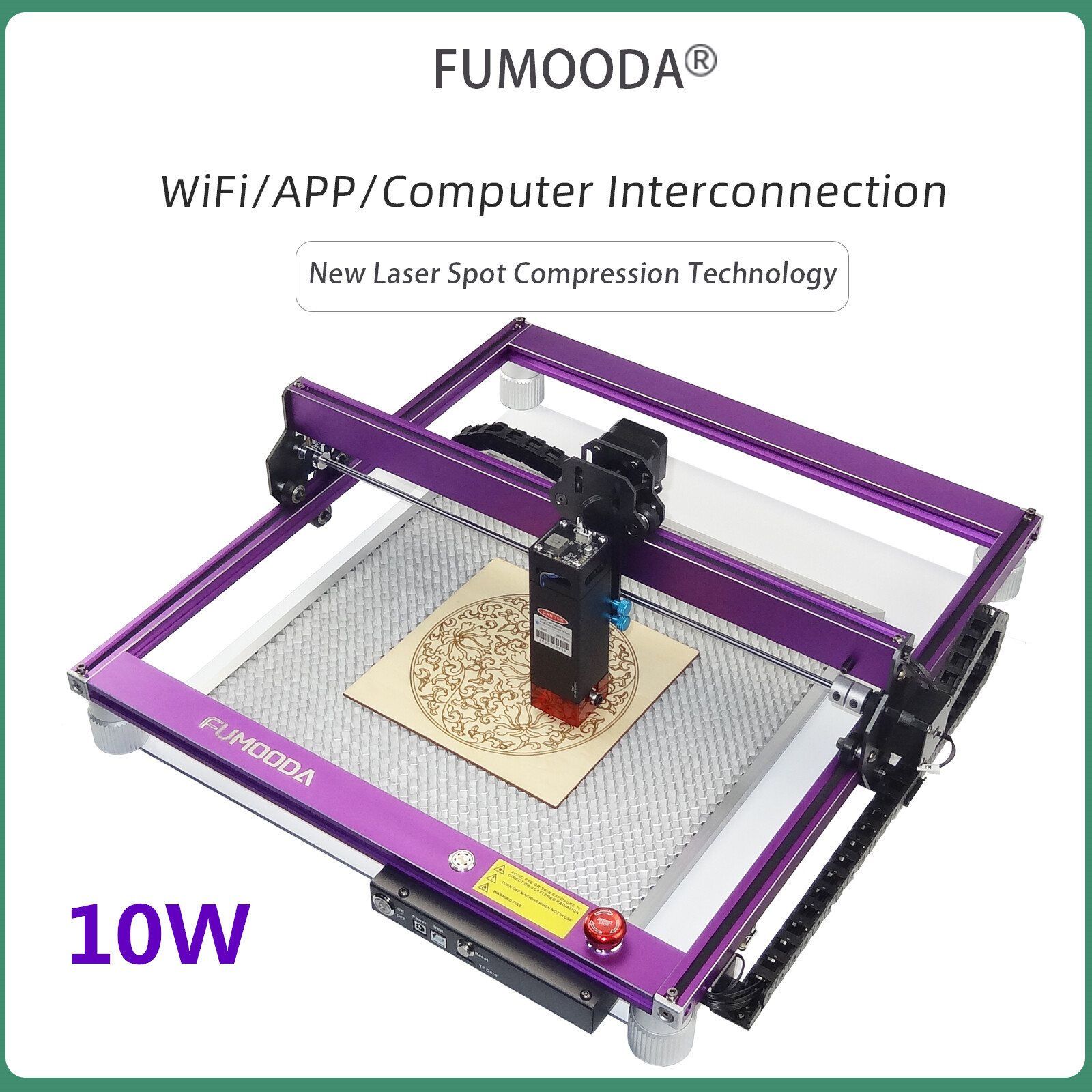 Purple 10W Laser Engraver Engraving Cutting Machine w/ 400x400cm ...