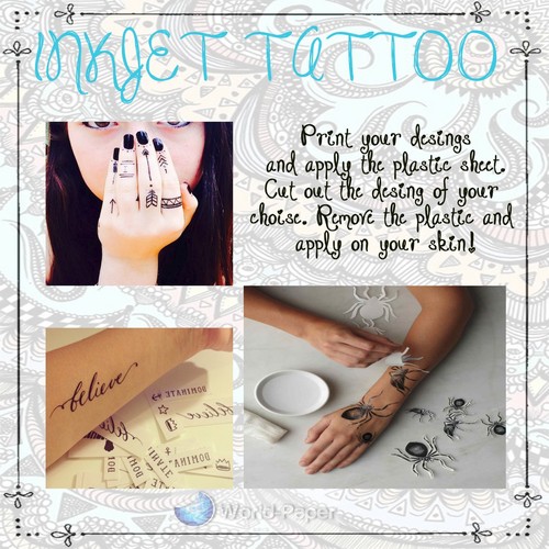 Temporary Body Art INKJET TATTOO Sticker 25 Sheets 8.5" x 11" | eBay