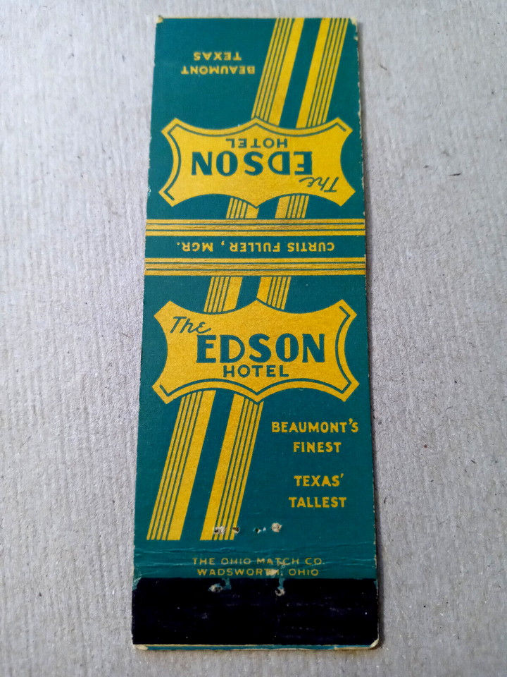 Vintage Matchbook: The Edson Hotel, Beaumont, TX | eBay