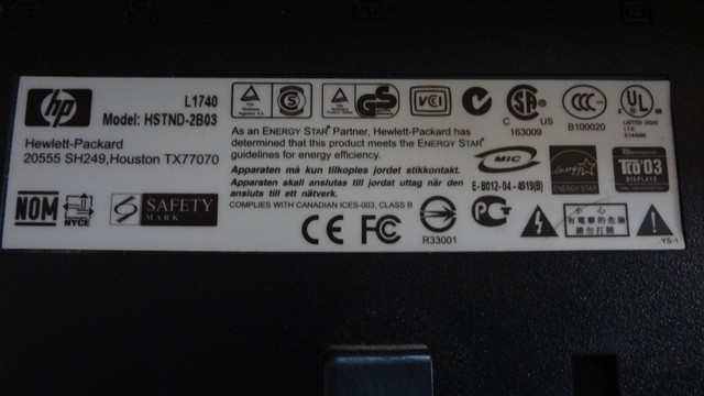 HP 17" L1740 Model Hstnd-2b03 Monitor With VGA and Power Cord for sale ...