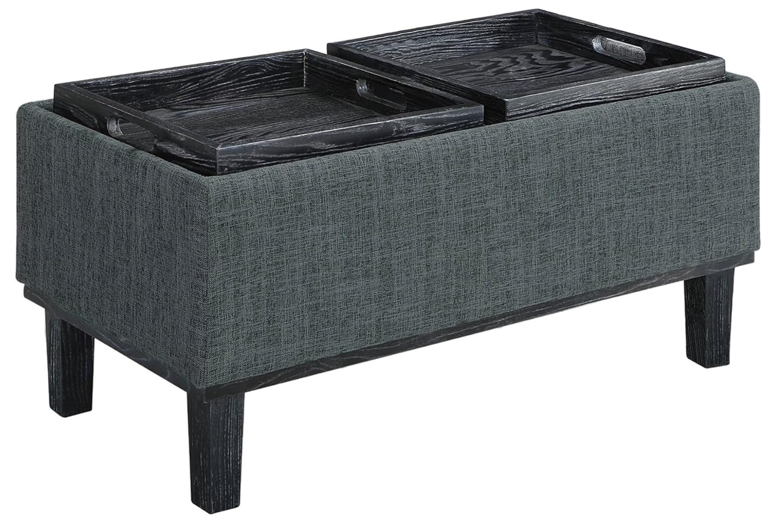 Modern Storage Ottoman Coffee Table Reversible Tray Tops Linen ...
