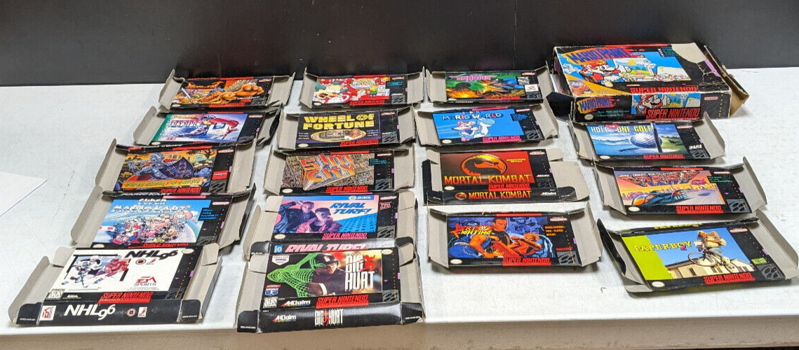 Lot of 18 Nintendo SNES Empty Game Boxes- Cosmetically Flawed Wholesale ...