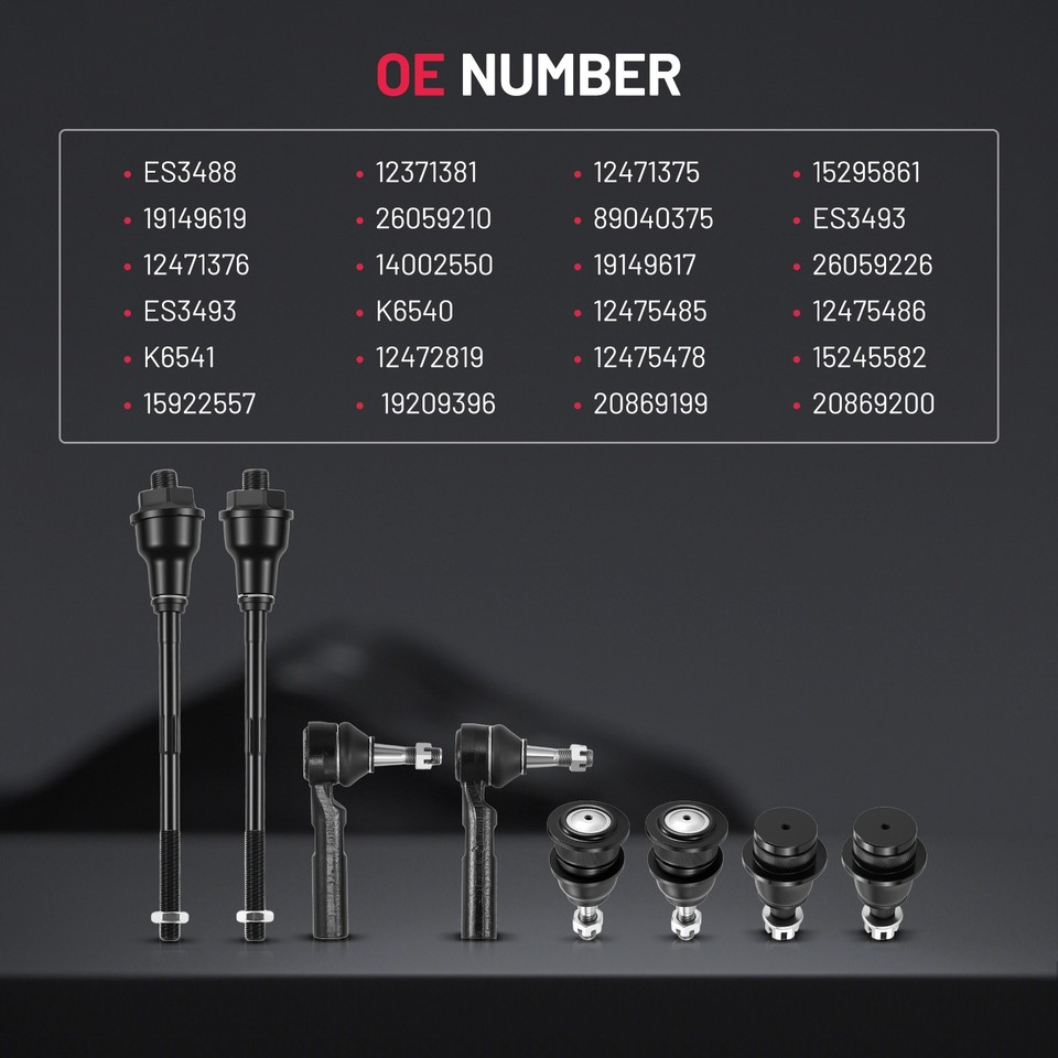 8pc Upper Lower Ball Joints + Tie Rods for 2006 Chevy Suburban 1500 6 ...