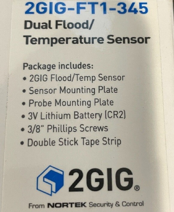 2GIG 2GIG-FT1-345 WIRELESS FLOOD TEMPERATURE SENSOR QOLSYS GC2e GC2 GC3 ...