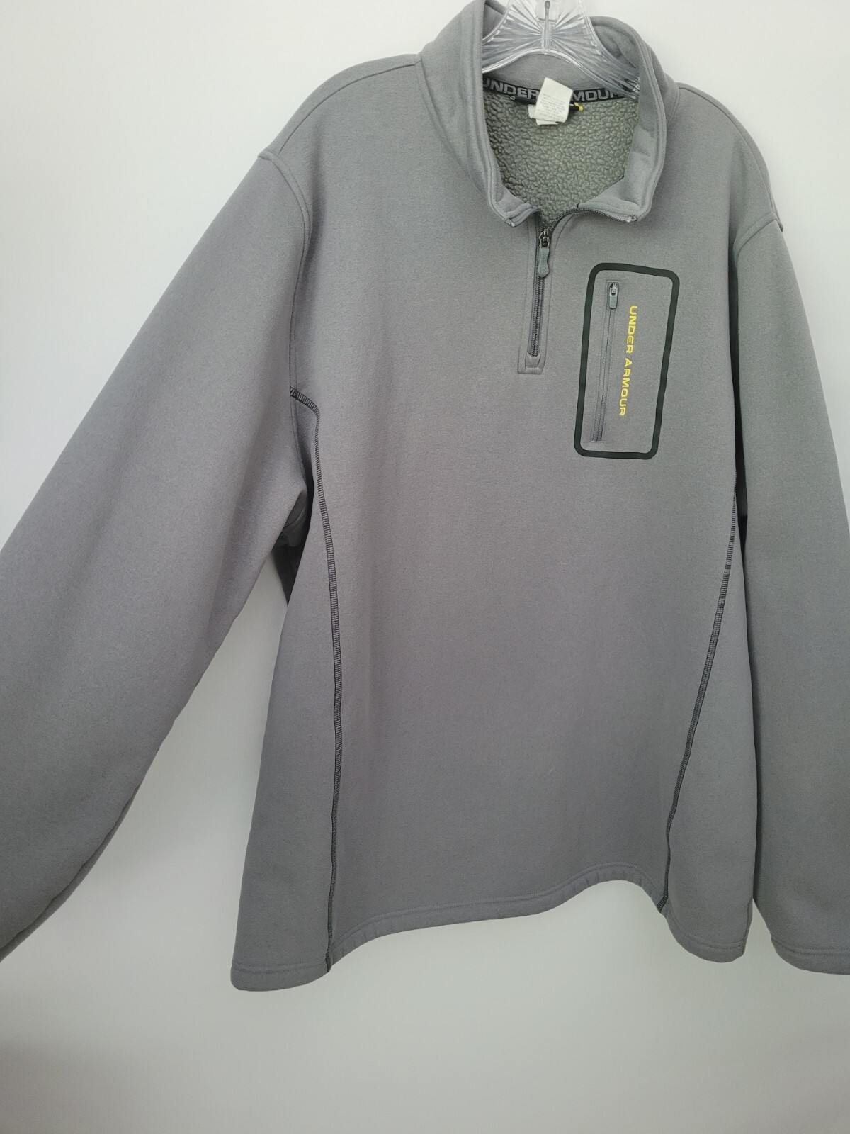 UNDER ARMOUR Men's Gray 1/4 Zip XXL Pullover Fleece Lined Jacket 2XL ...