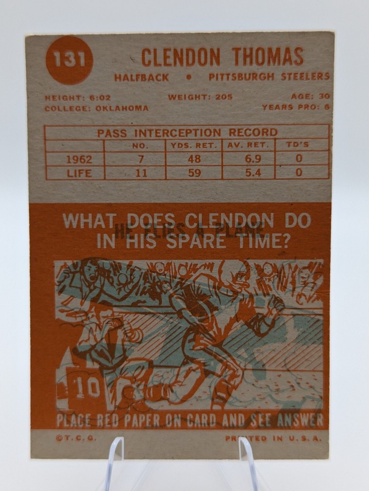 1963 Topps - #131 Clendon Thomas | eBay