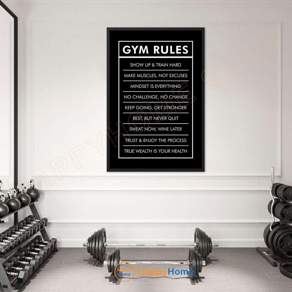Gym Rules Wall Art Home Gym Sign Decor Workout Room Gym Fitness Prints ...