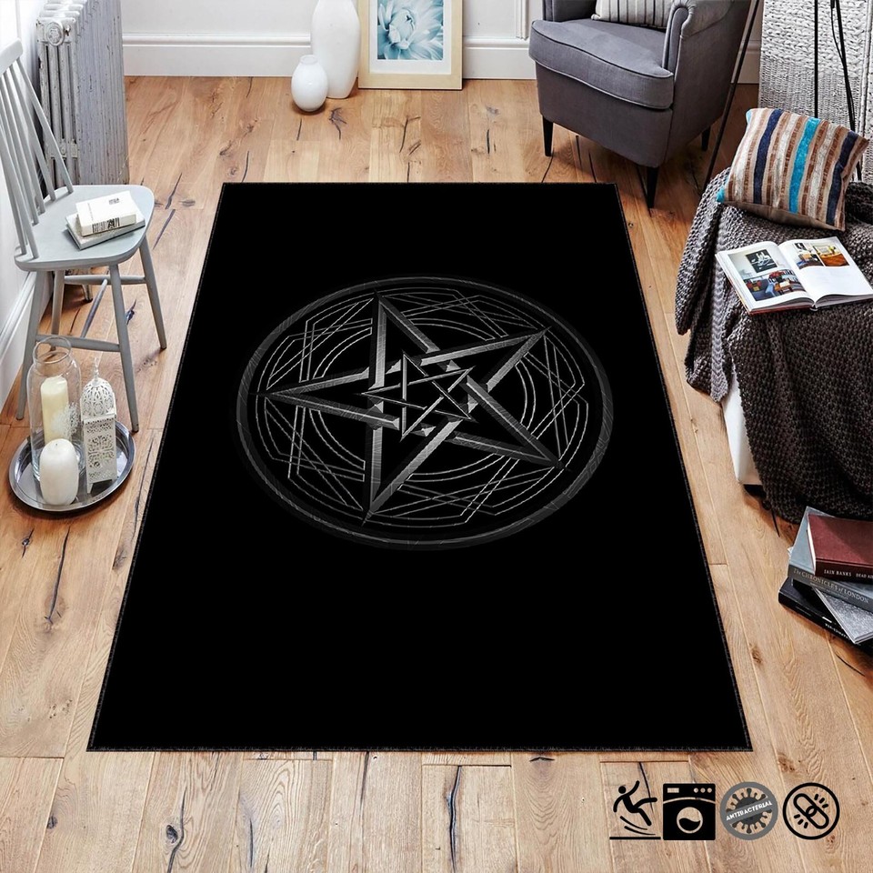 Pentagram Rug, Satan Rug, Devil Rug, The Star Satanic Carpet, Gothic ...