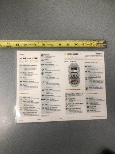 Minn Kota I-pilot Quick Reference Guide Laminated Terrova Trolling ...