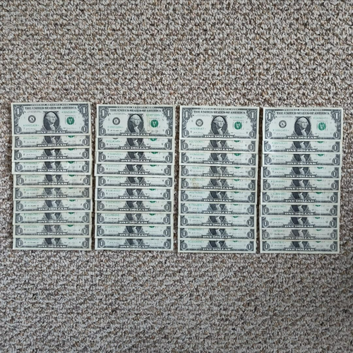 STAR Notes (Lot of 40) Some Low Run Size / Older $1 Dollar Bills Fancy ...