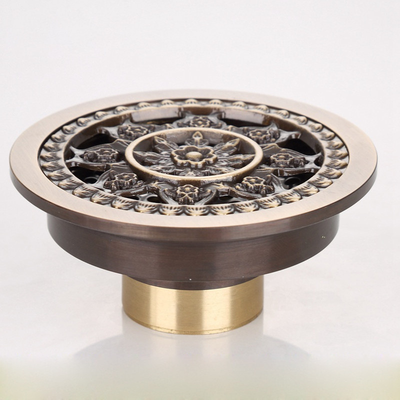 Round Antique Brass Waste Floor Drain Shower Square Bathroom Floor ...