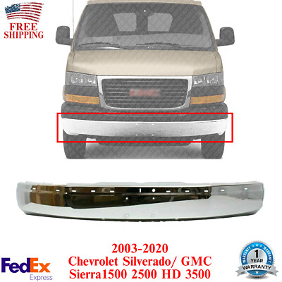 Front Bumper Chrome Steel Face Bar For 2003-2020 Chevy Express / GMC ...