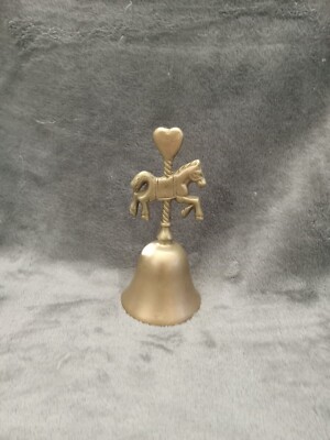 Vintage Brass Hand Bell Carousel Horse Bell 5” Home Decor | eBay