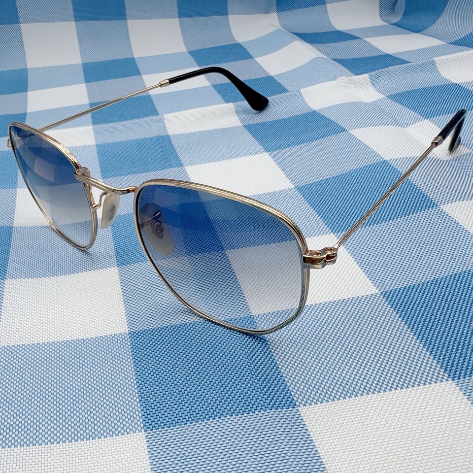 Ray-Ban Hexagonal RB3548 Gold Frame/ Blue Lens Unisex Sunglasses 51-21 ...