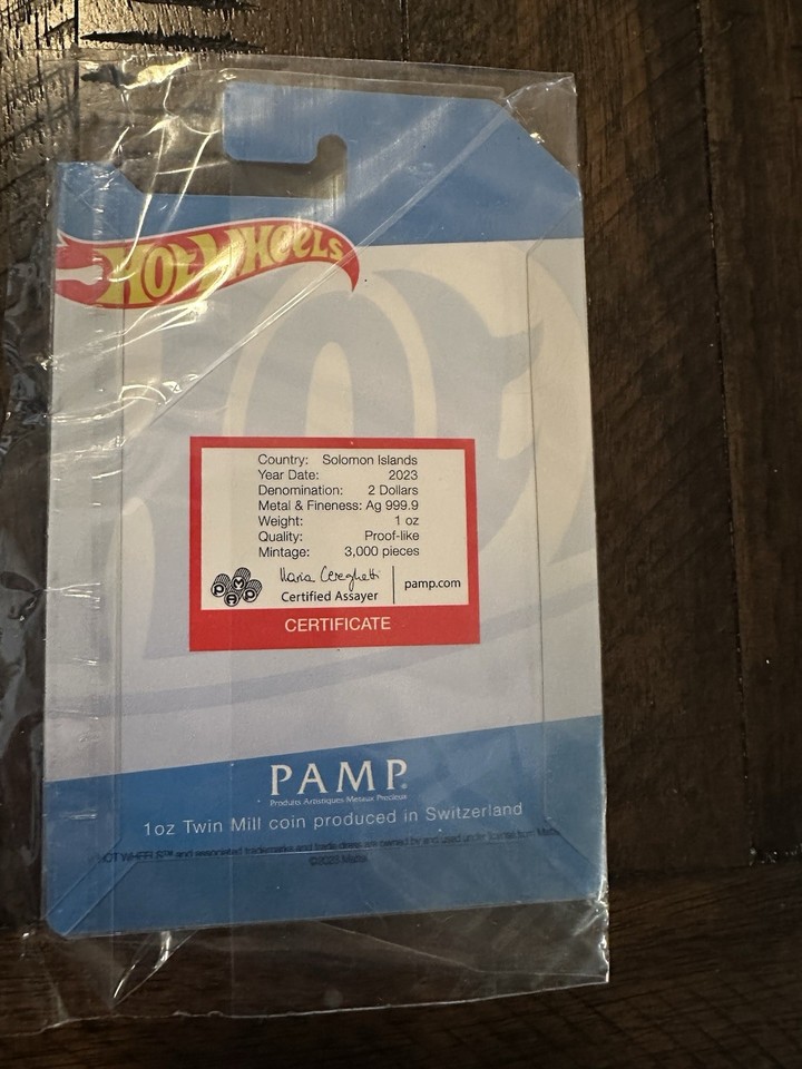 1 oz PAMP Suisse $2 Silver 2023 Hot Wheels Twin Mill™ Colored Coin $2 ...