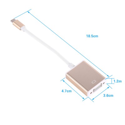 USB 3.1 Type C Reversible To VGA HDTV Adapter Cable With Aluminum Case ...