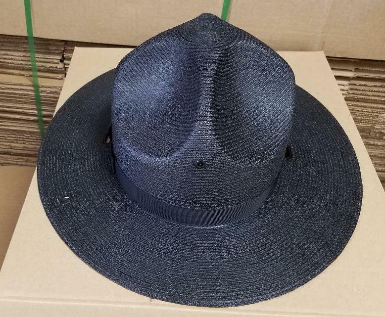 NEW Stratton Black Campaign Straw Police Sheriff Trooper Dbl Brim Hat ...