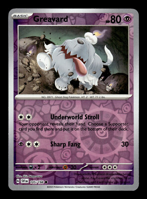 Pokemon TCG: Scarlet & Violet (Base Set) - Greavard 105/198 - Reverse ...