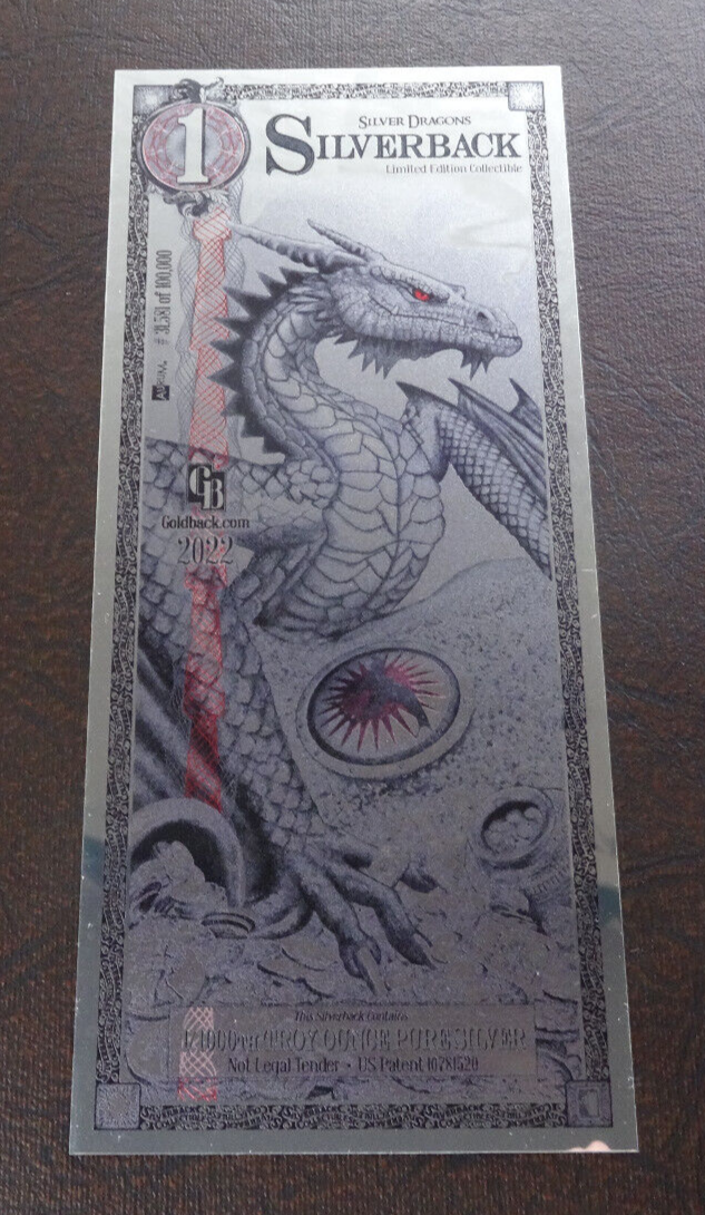 2022 Silverback Silver Dragons 1/1000th Oz Limited Edition Note | eBay