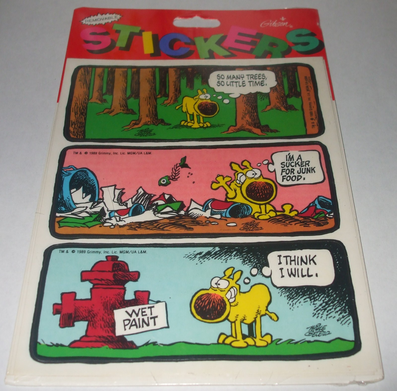 VTG MOTHER GOOSE & GRIMM GRIMMY Cartoon Sticker Pack GIBSON GREETING ...
