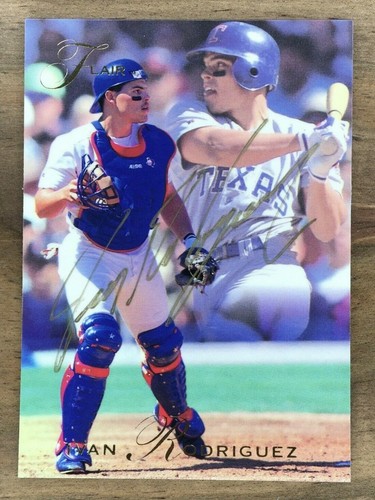 Ivan "Pudge" Rodriguez Texas Rangers AUTOGRAPHED 1993 Flair #285 - Mint ...