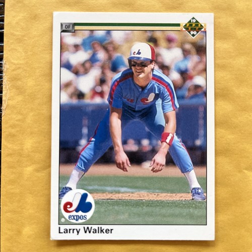 1990 Upper Deck Larry Walker Rookie Baseball Card #466 misprint logo | eBay
