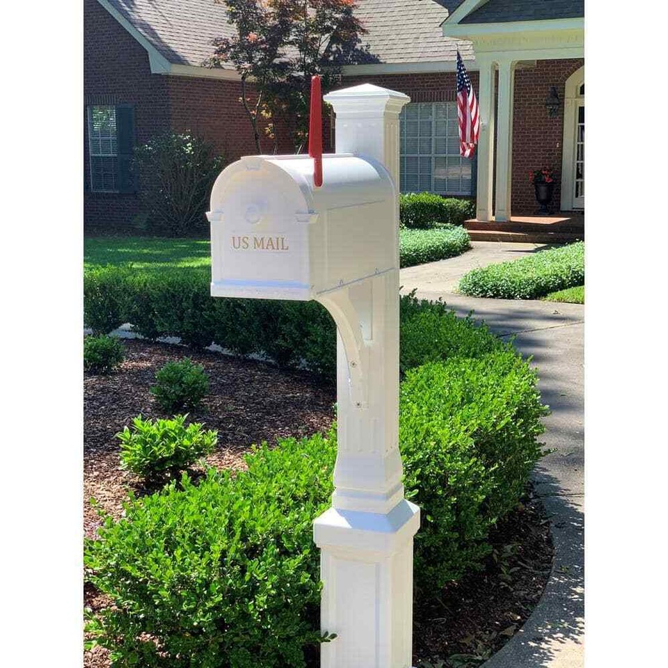 White Lexington Mailbox and Post Kit Residential Mailbox Post Mounted ...