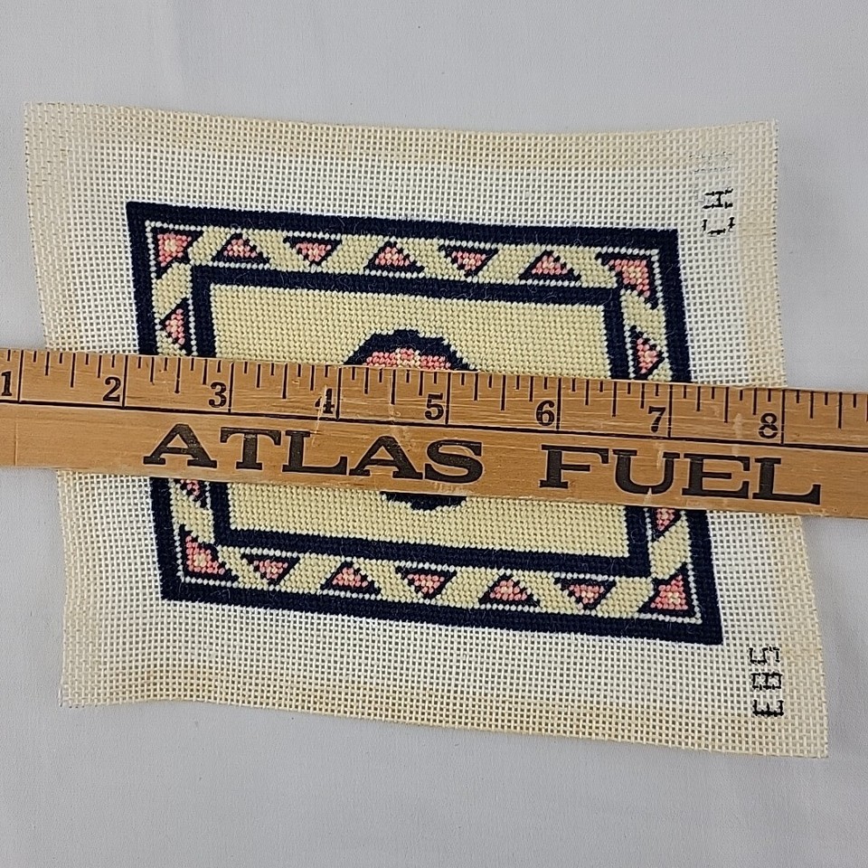 Dollhouse Miniature Needlepoint Rug Finished Petite Point Geometric EUC ...