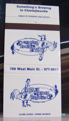 Rare Vintage Matchbook M1 Charlottesville Virginia Blue Ridge Brewing ...