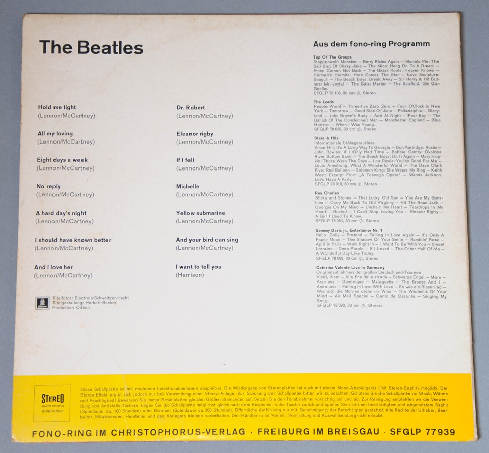 Beatles 12" Record 'Great Hits' mega rare original German 1968 Record ...