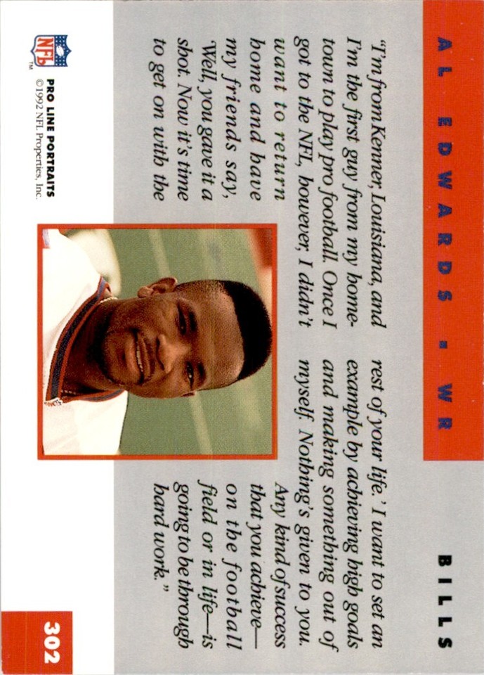 1992 Pro Line Al Edwards Football Cards #302 | eBay