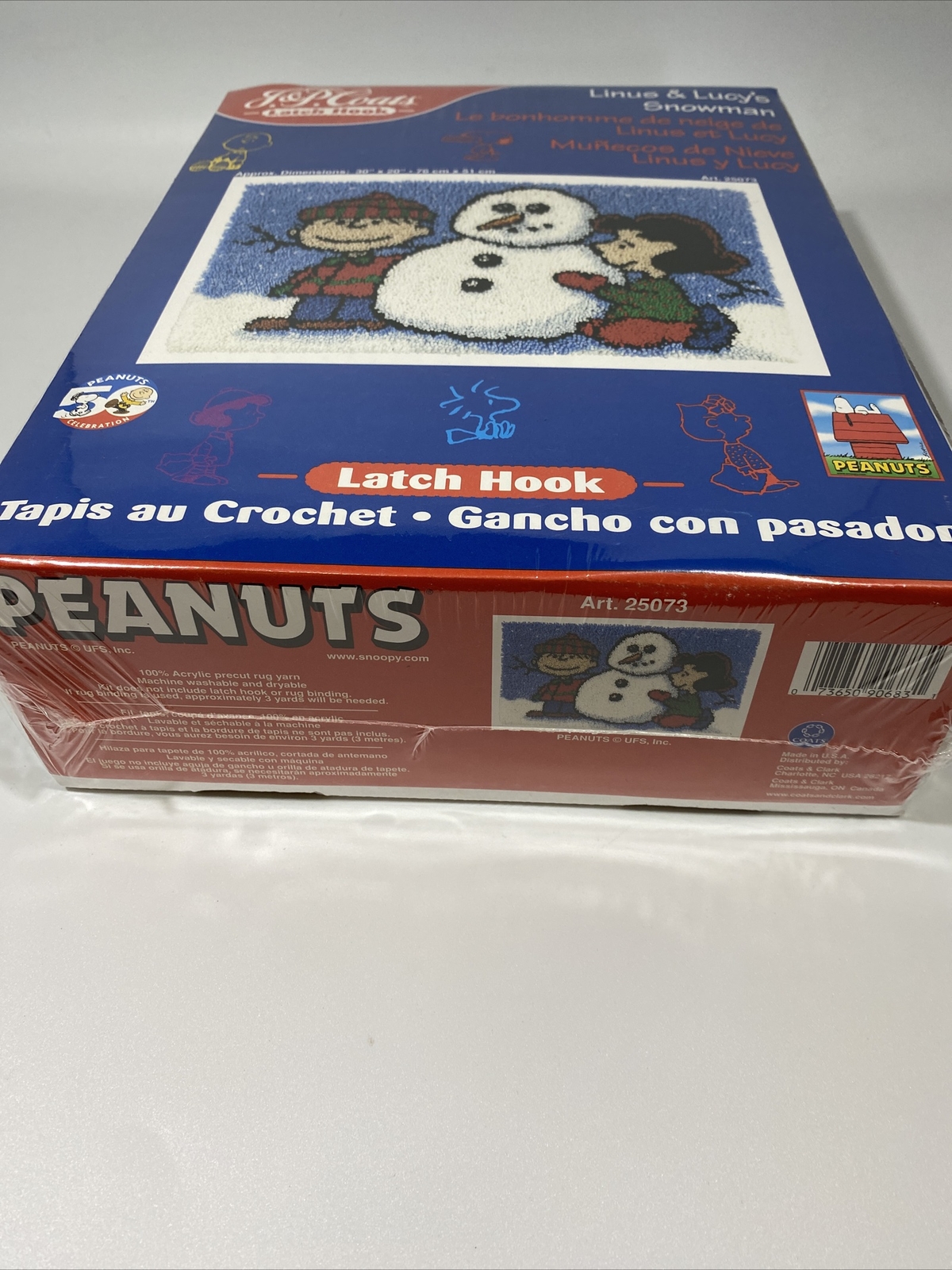 Linus and Lucys Snowman Peanuts JP Coats Latch Hook Kit 25073 30x20 for ...