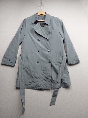 FSL Collection Size 6 Trench Coat Blue Tie Waist Pockets Removable ...