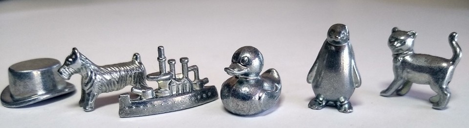 Monopoly Hasbro Tokens__Top Hat, Dog, Ship, Rubber Ducky, Penguin, Cat ...